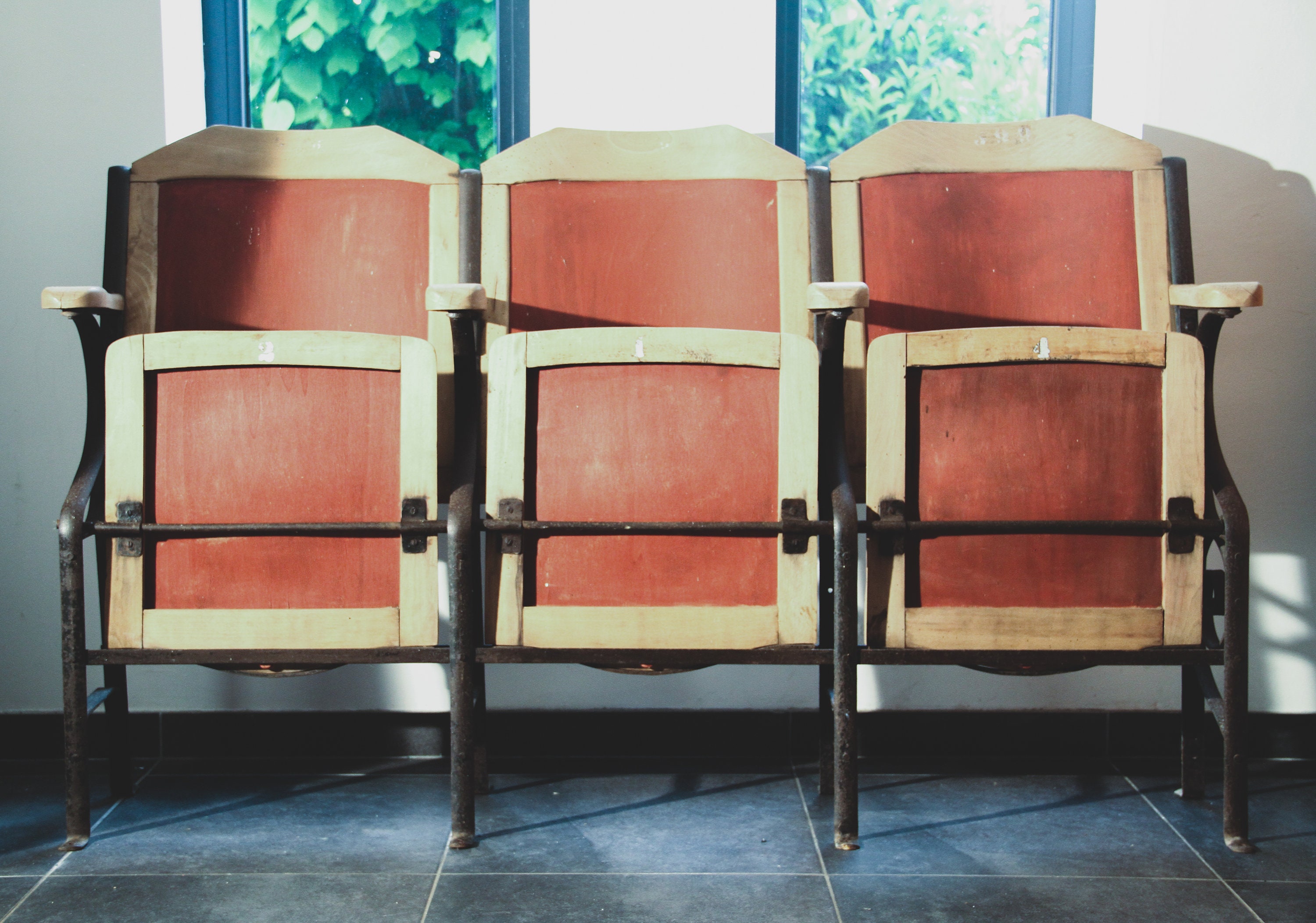Beautiful Triple Bench of Vintage Theater 1900 Wood and - Etsy Singapore