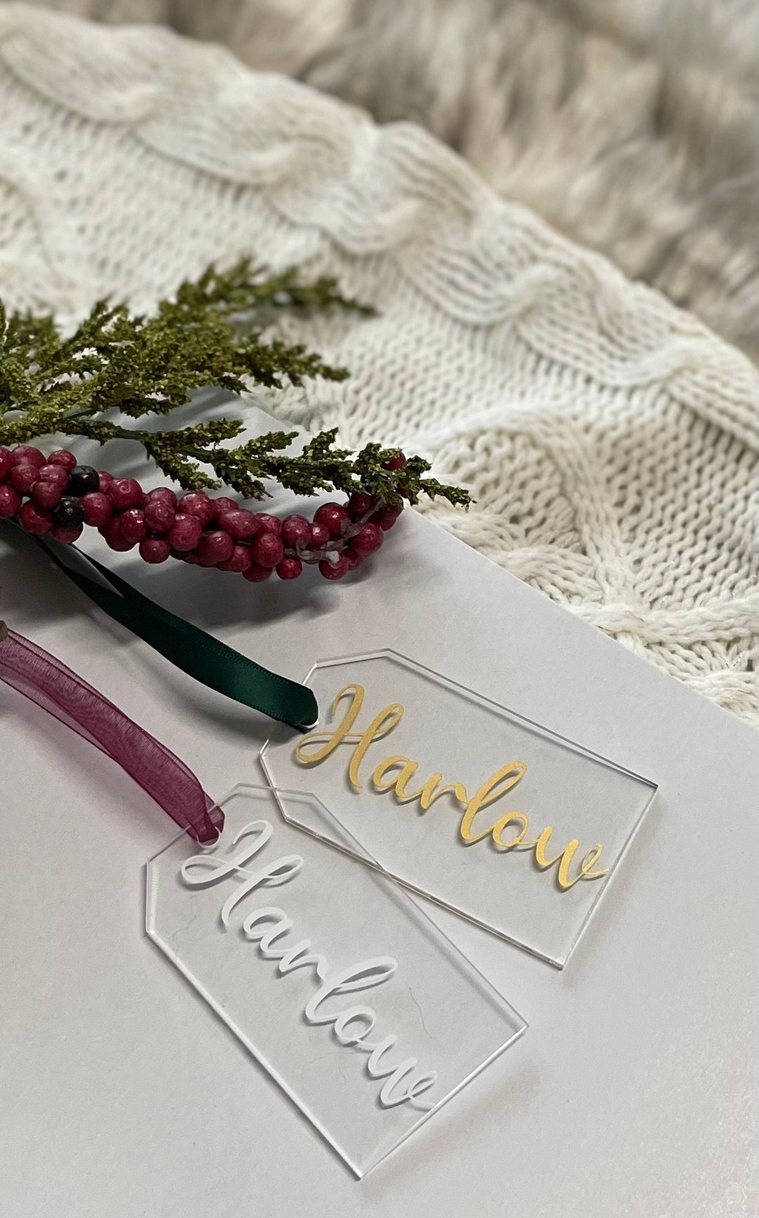Acrylic Gift Tags and Stocking Name Tag - Etsy