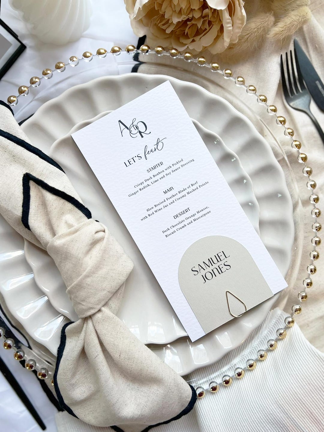 Personalised Place Name Menu | Wedding Menu | Place Setting Menu ...