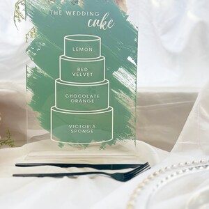Personalised Cake Menu Sign Acrylic Cake Menu Sign Wedding Cake Menu 3 ...