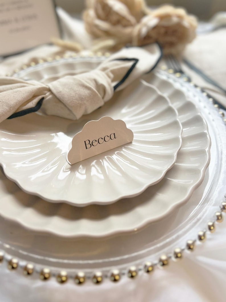 Personalised Wedding Place Names | Scallop Place Names | Folded Place ...
