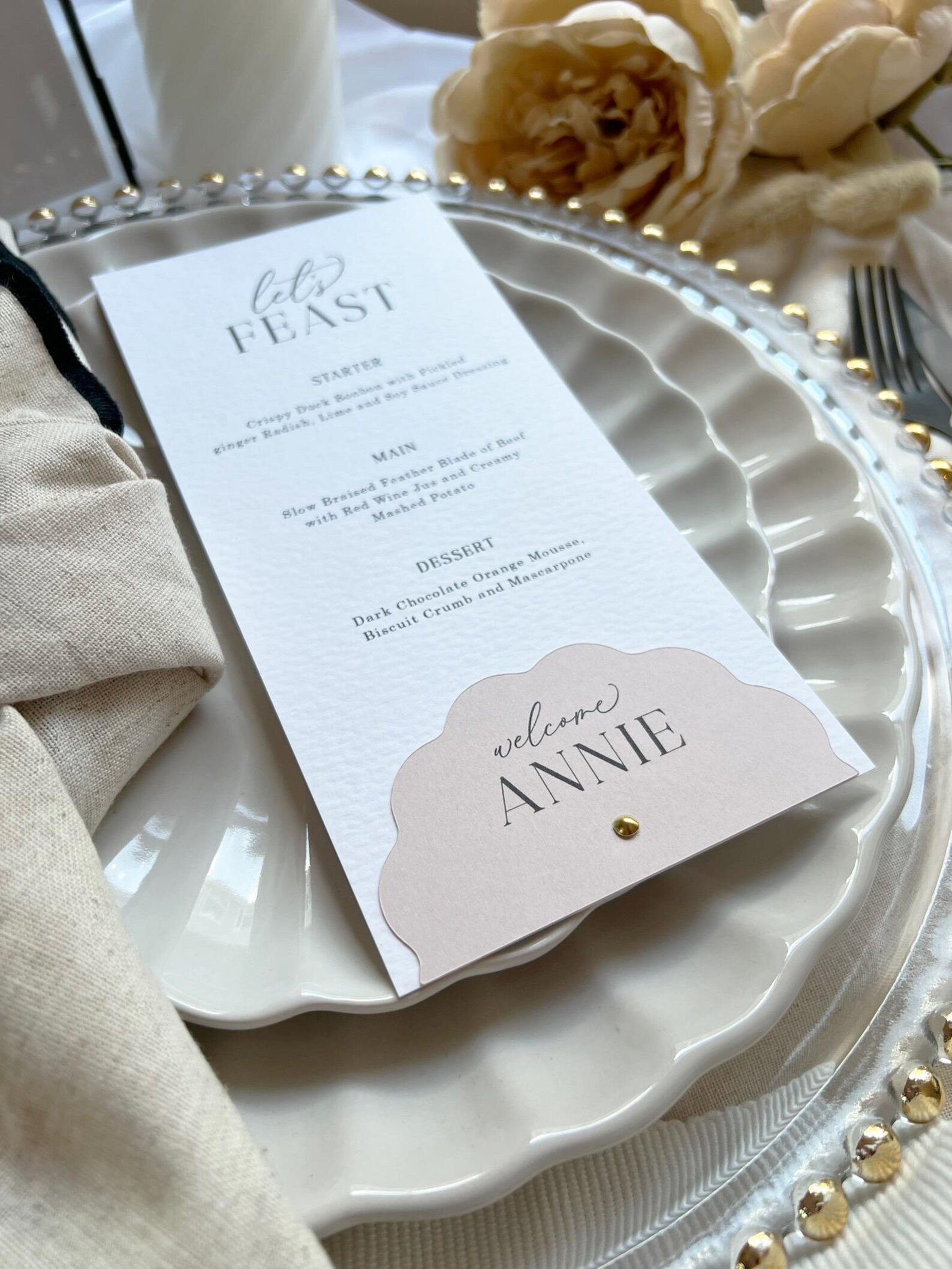 Personalised Place Name Menu | Wedding Menu | Place Setting Menu ...