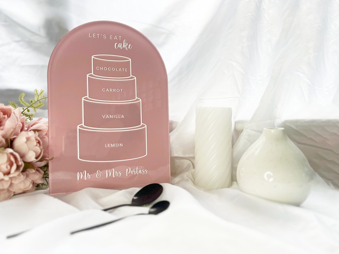 Personalised Cake Menu Sign Acrylic Cake Menu Sign Wedding Cake Menu 3 ...