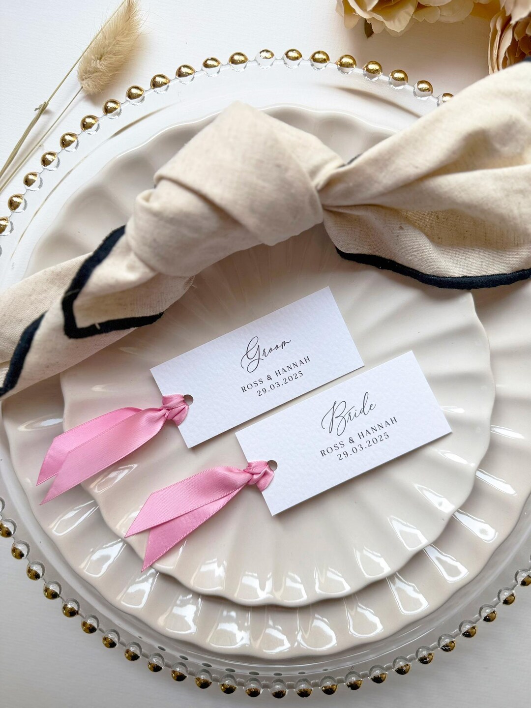 Personalised Wedding Place Names | Ribbon Place Names | Name Cards ...