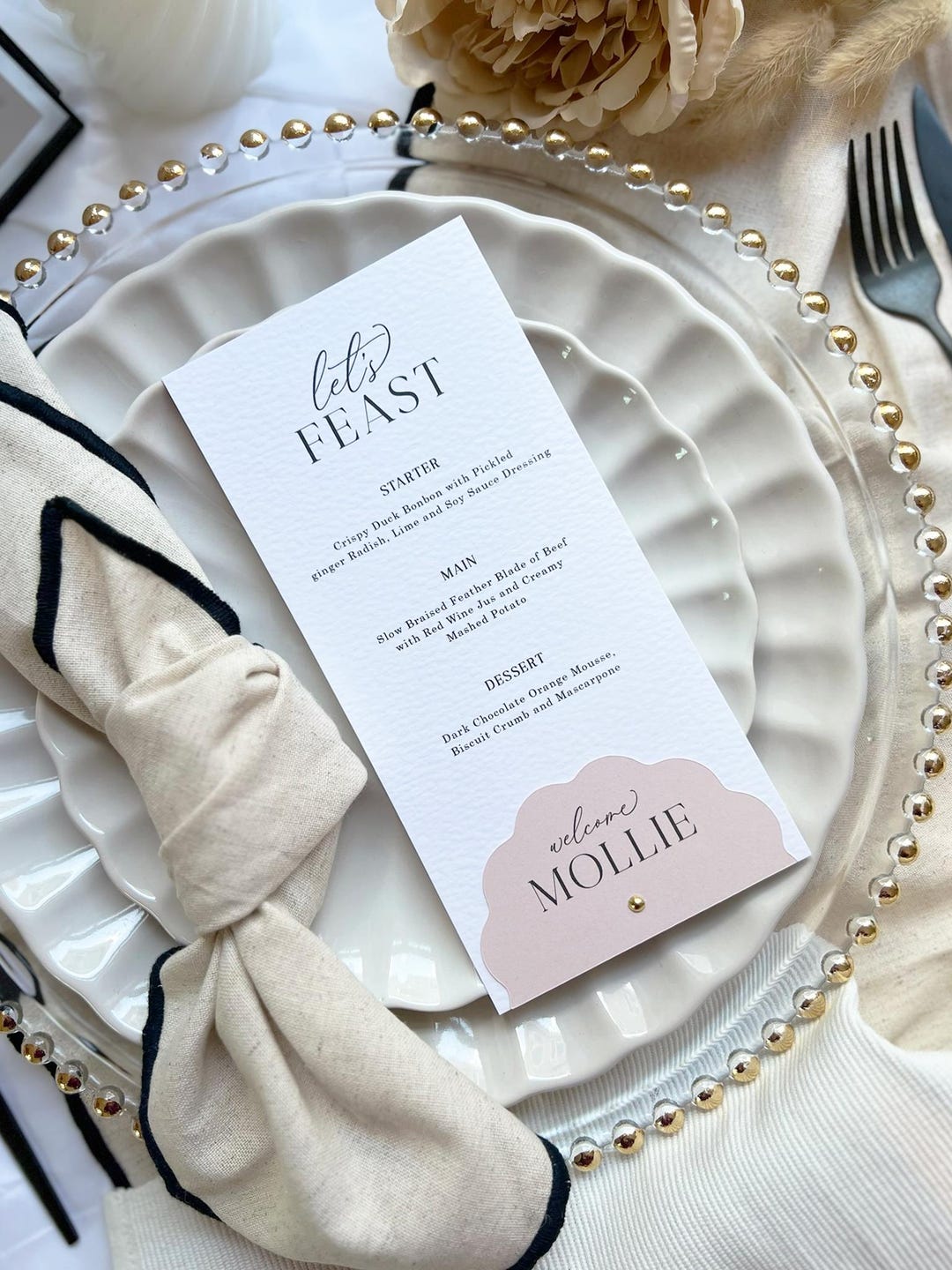 Personalised Place Name Menu | Wedding Menu | Place Setting Menu ...