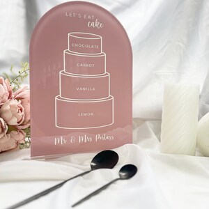 Personalised Cake Menu Sign Acrylic Cake Menu Sign Wedding Cake Menu 3 ...