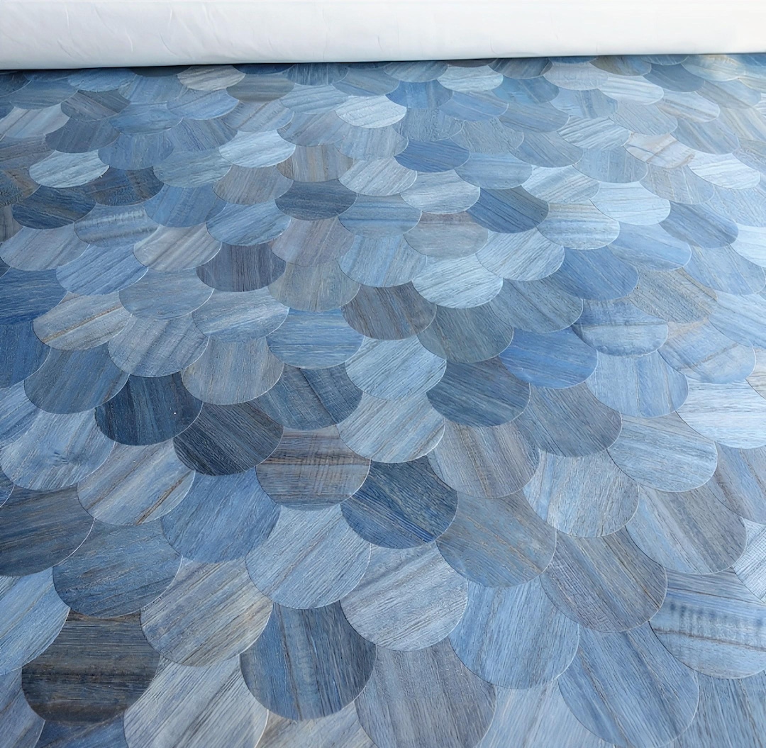 Blue Beech Wood Veneer Wallpaper: Circle Pattern Wallcovering - Etsy