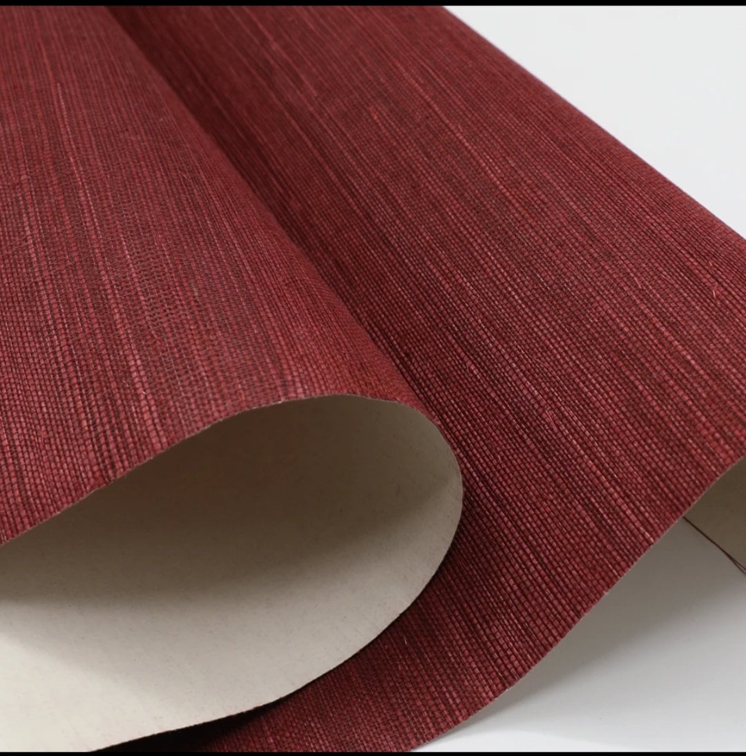 Cherry Red Woven Sisal Grasscloth Wallpaper/red Grasscloth Wallcovering ...