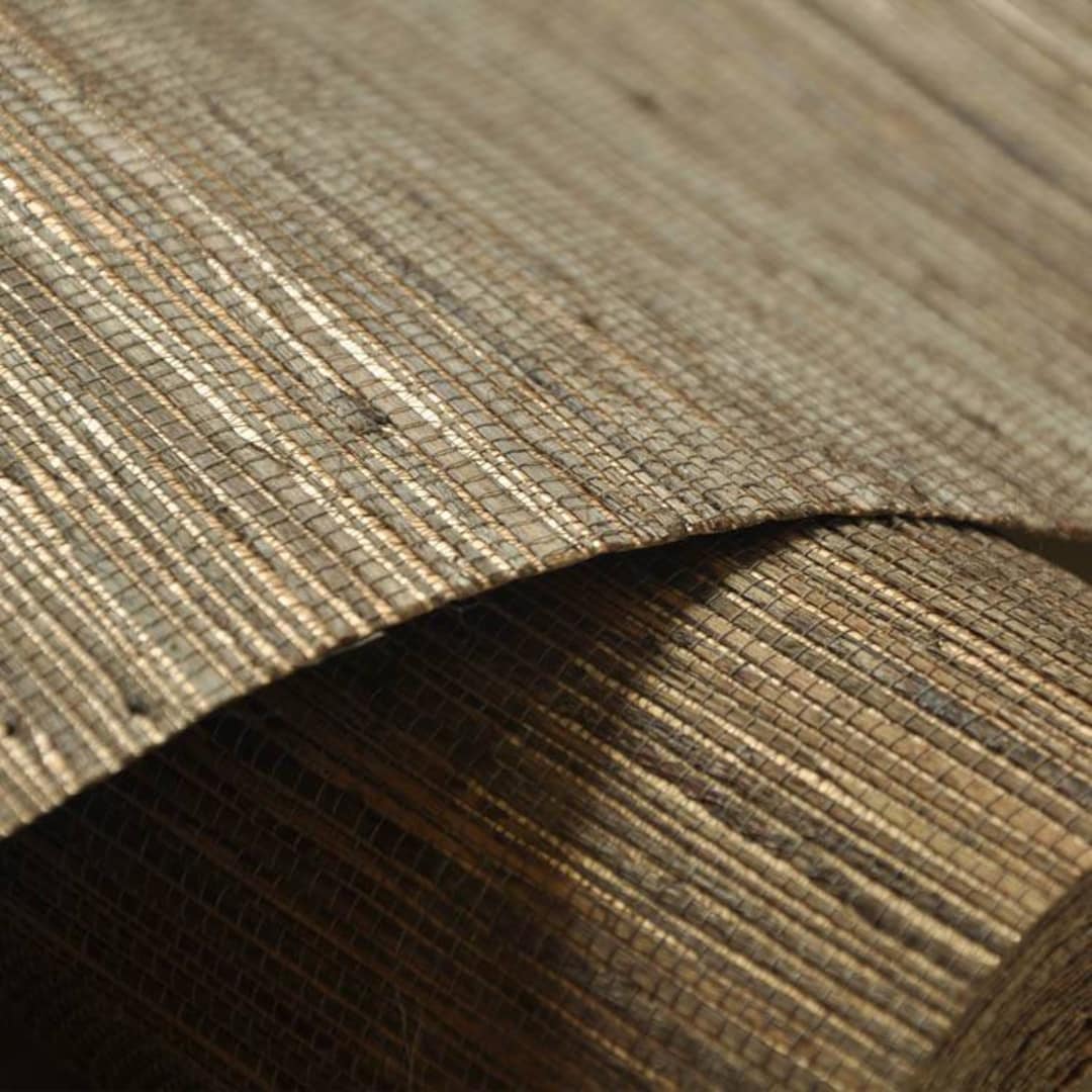 Gold & Chocolate Woven Sisal Grasscloth Wallpaper: Retro Decor - Etsy