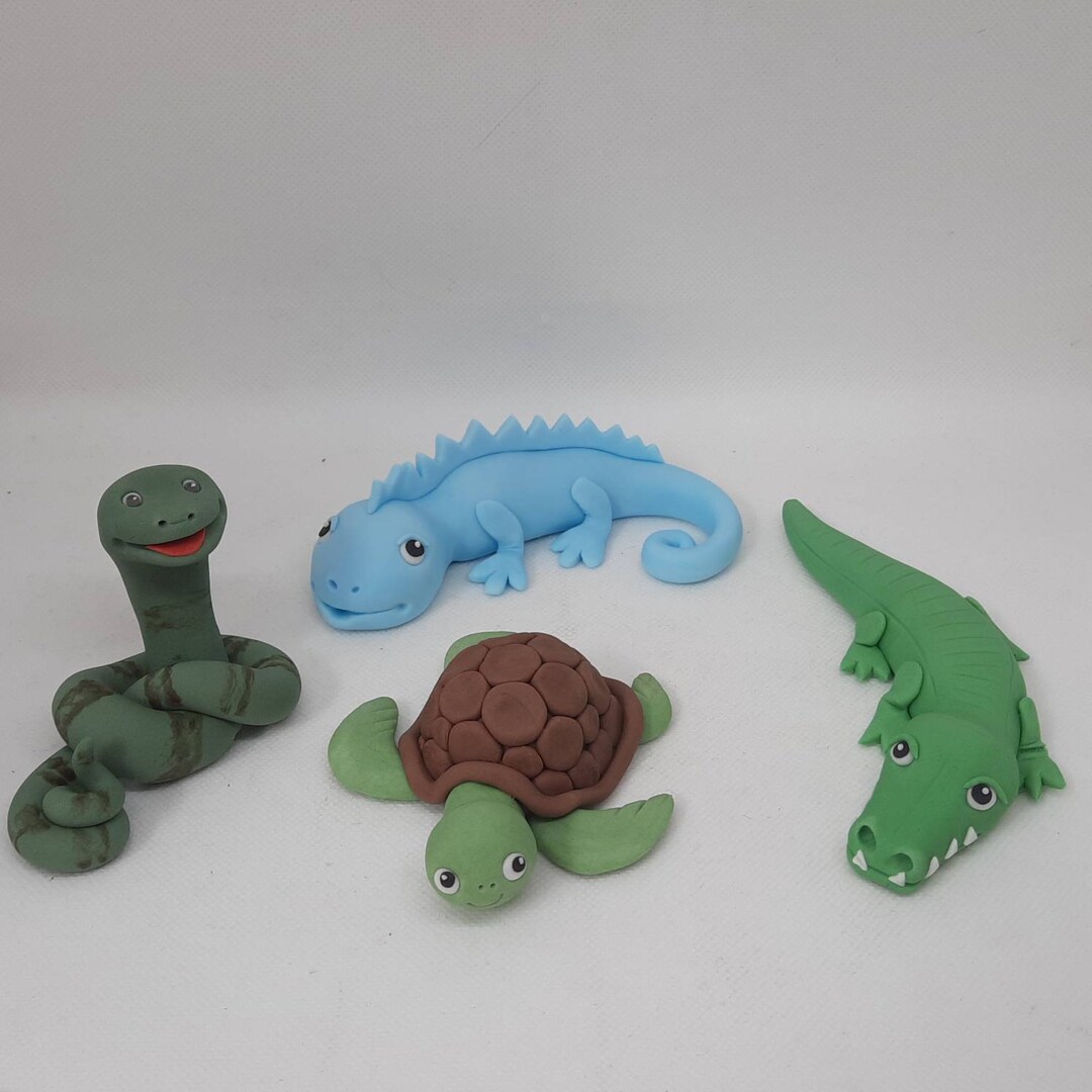 Reptile Fondant Cake Toppers Turtle Lizard Snake Crocodile Cake ...