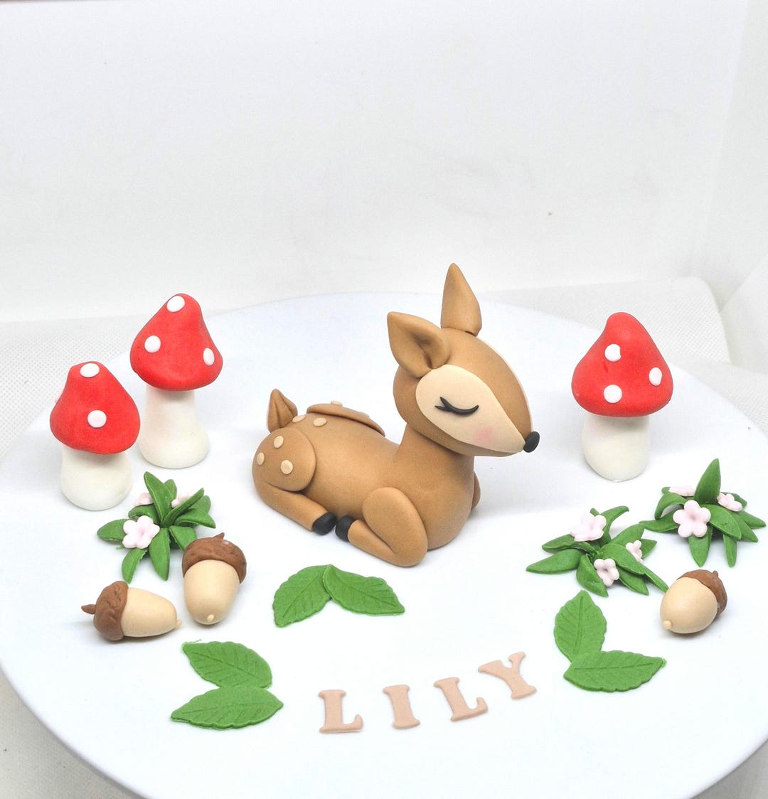 Fondant Woodland Animals Cake Topper Set: With Deer and Toadstools ...