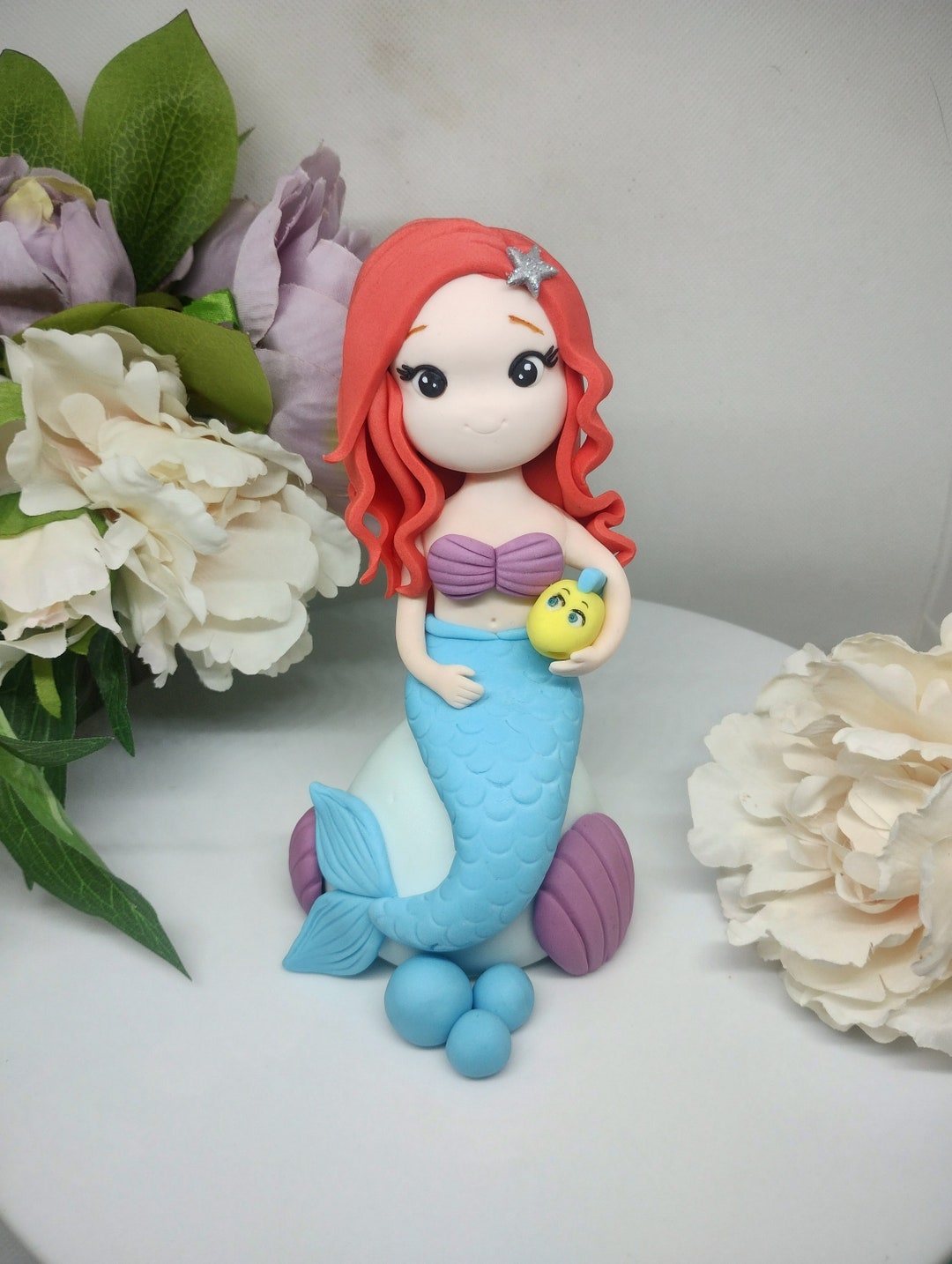Fondant Mermaid Cake Topper Girls Birthday Under the See Edible Cake ...