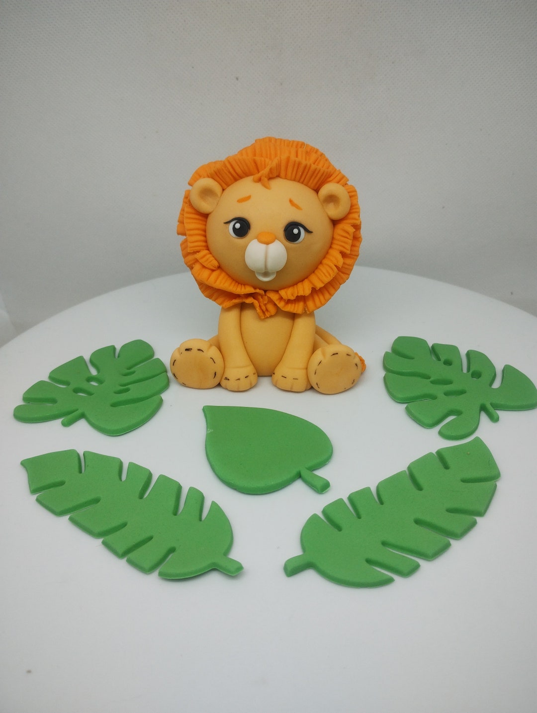 Fondant Lion Cake Topper Jungle Animal Cake Topper First Birthday Wild ...
