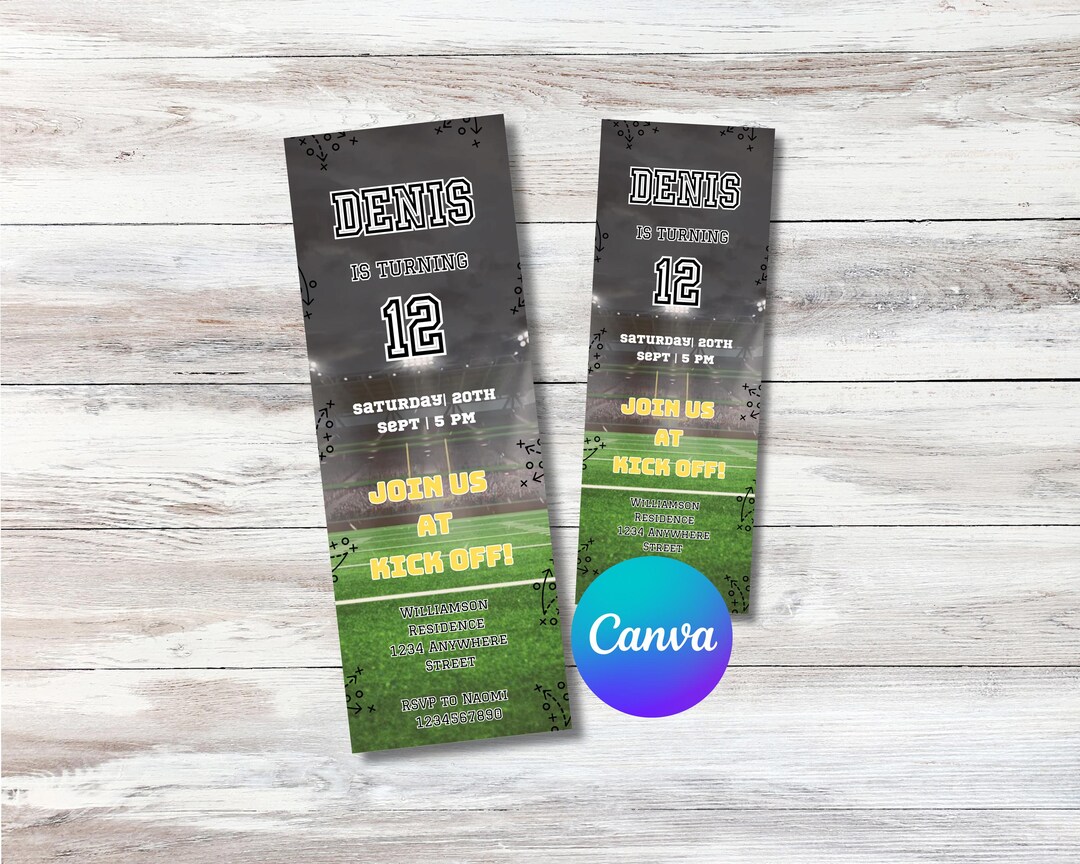 Editable Football Ticket Party Invitation, NFL Themed Party, Boy ...