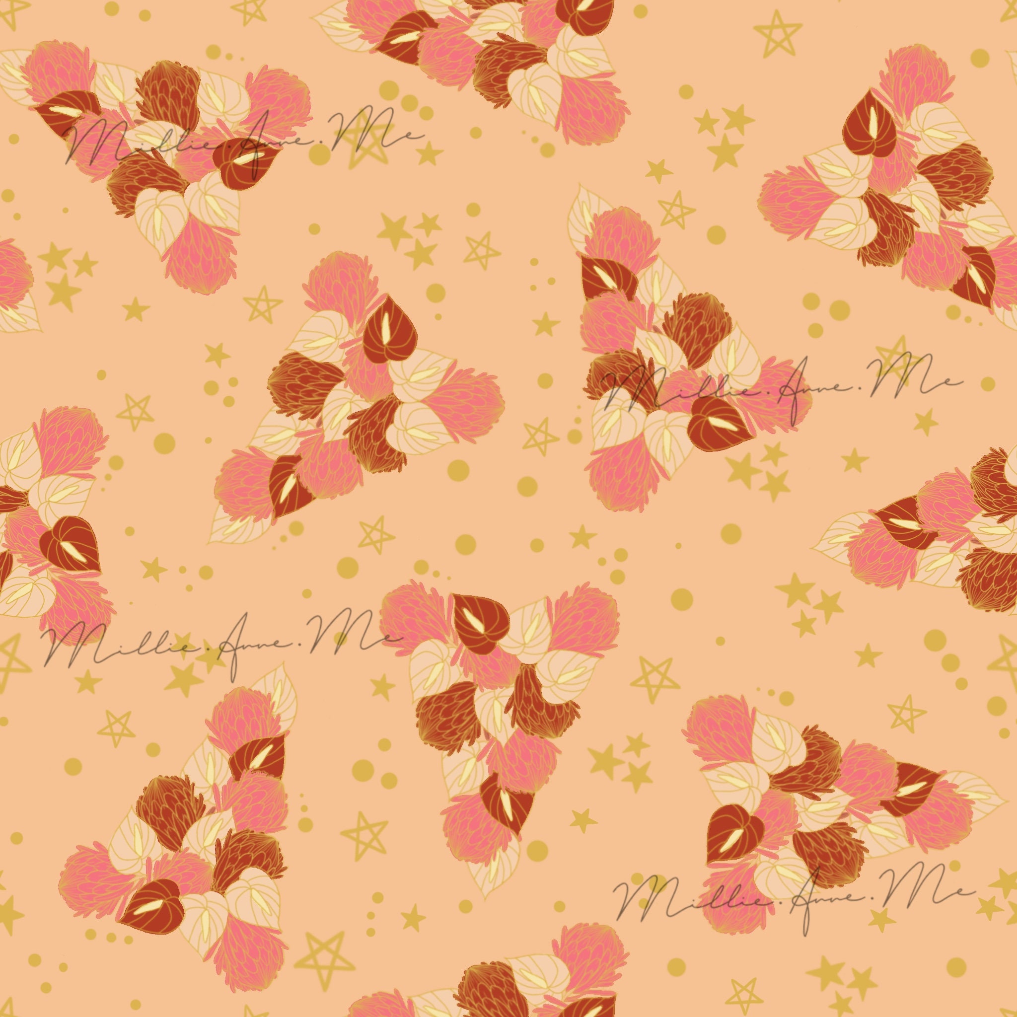O Pua Tree - Pink Repeating Pattern (digital Download) - Etsy