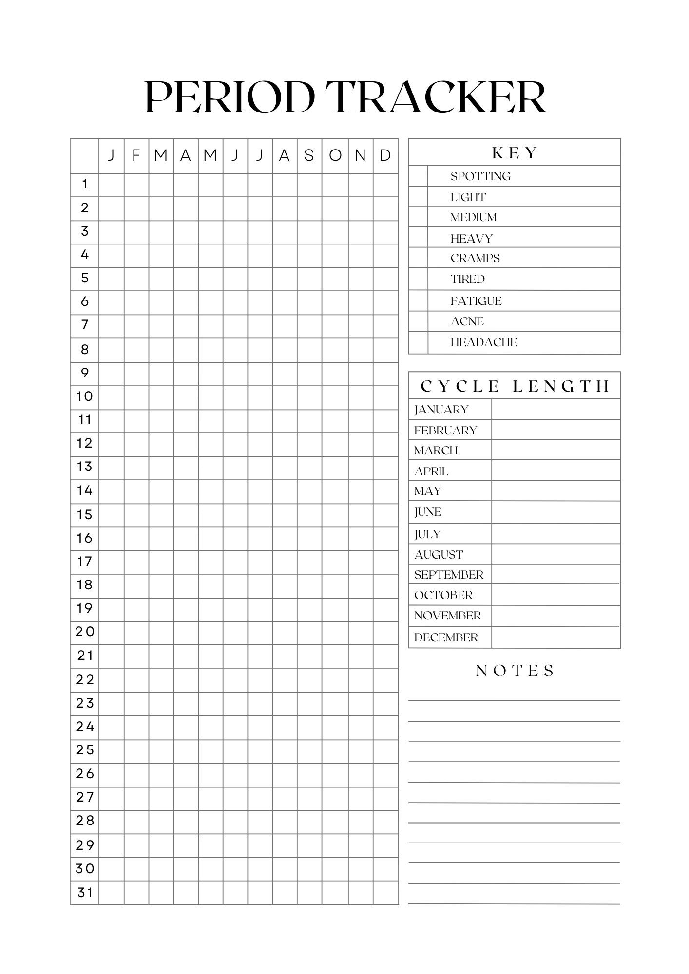 Period Tracker I Tracker I Digital Period Tracker I Printable - Etsy
