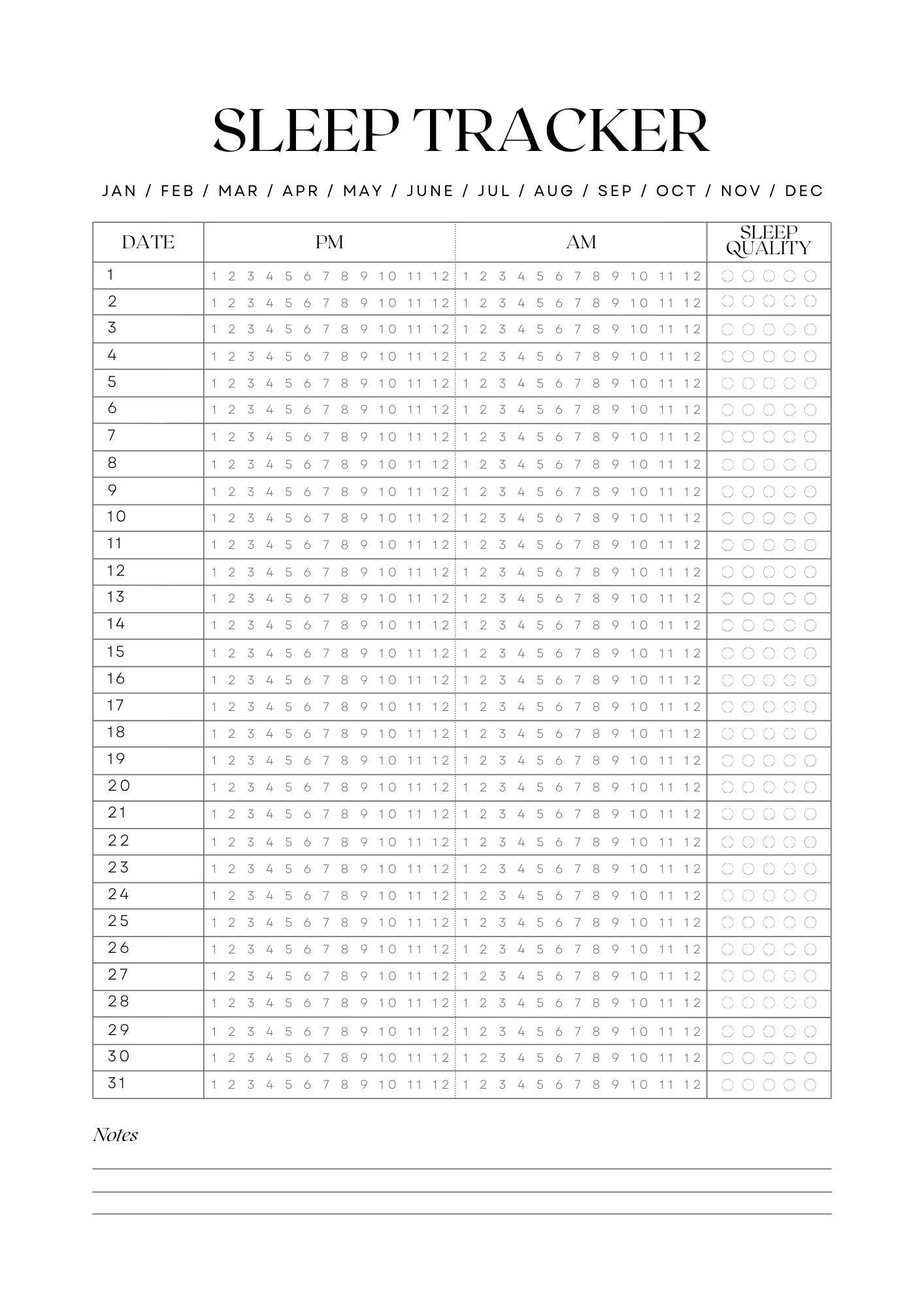 Sleep Tracker I Tracker I Digital Sleep Tracker I Printable - Etsy