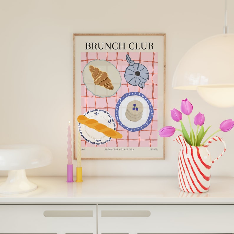 Brunch Club Print L Modern Food Kitchen Decor - Etsy