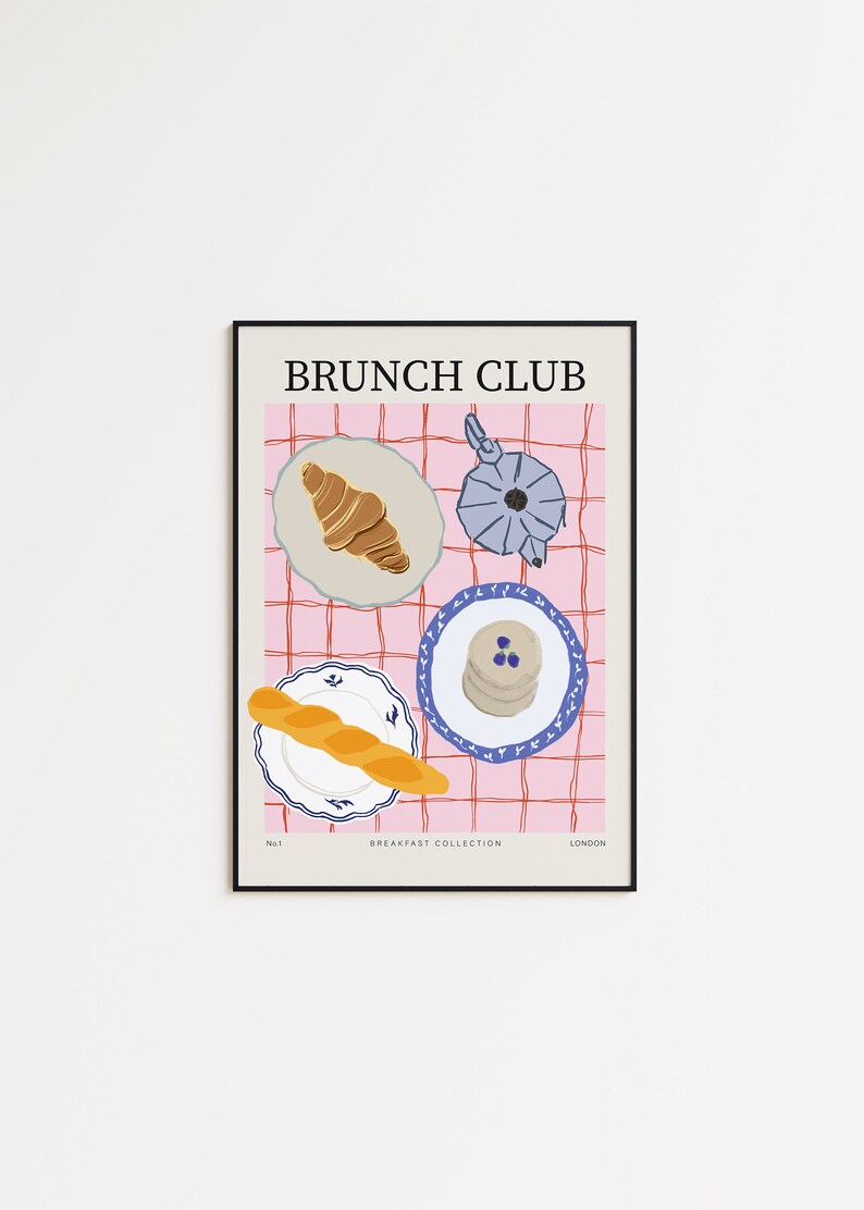 Brunch Club Print L Modern Food Kitchen Decor - Etsy