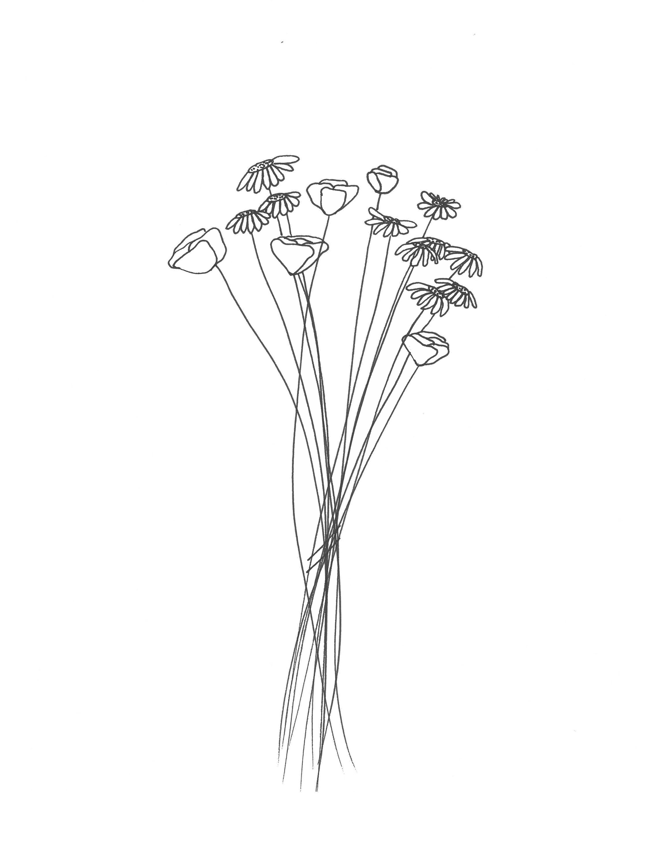 Hand Drawn Wildflower Drawing / Digital Download / Wall Art / Flower ...