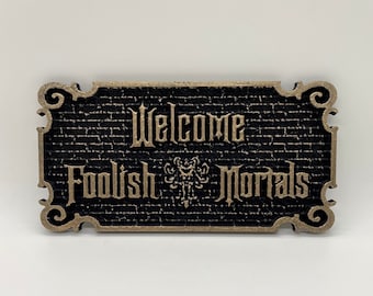 Disney the Haunted Mansion 'welcome Foolish Mortals' Carved Sign Bronze ...