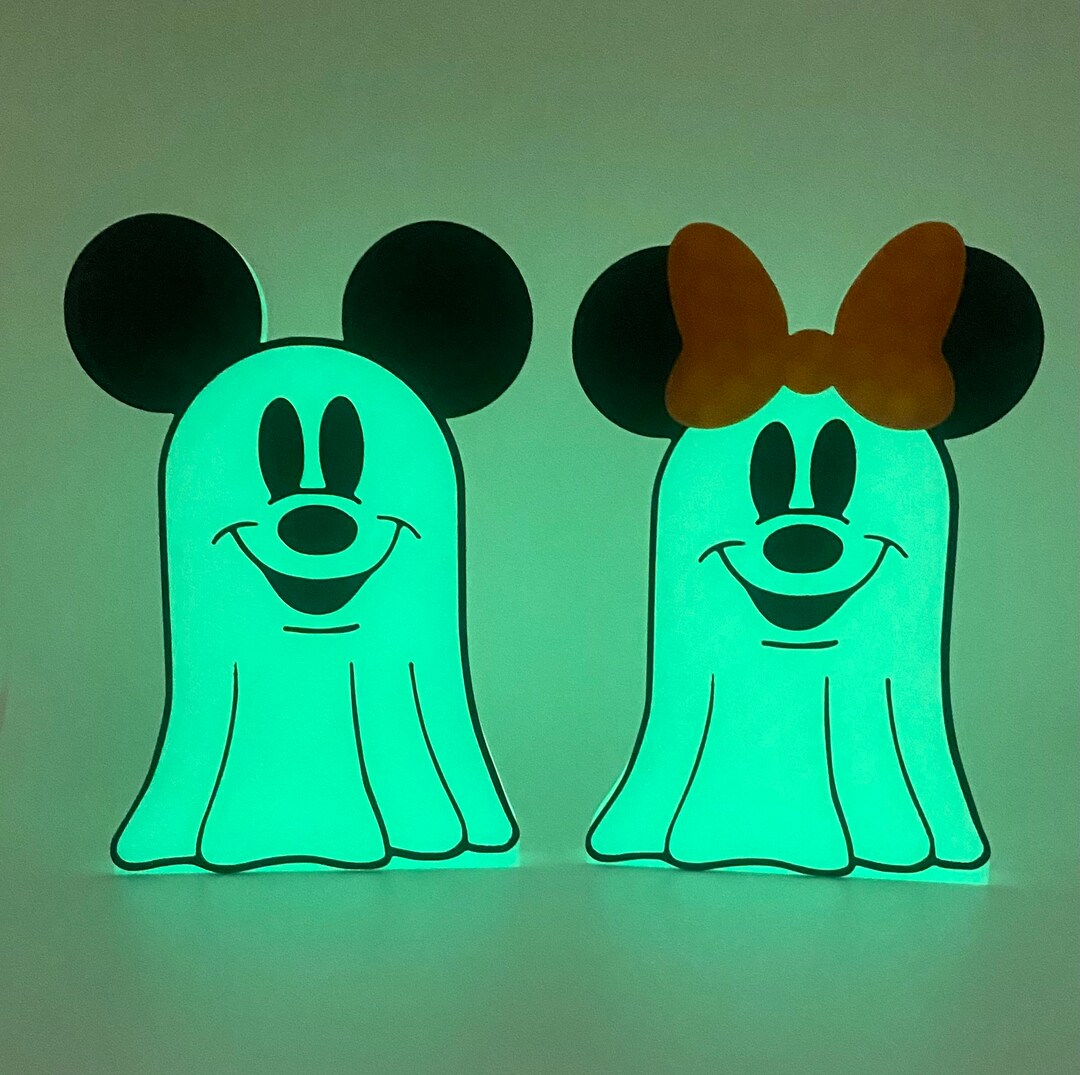 Ghost Mickey and Minnie Glow in the Dark Disney Inspired Stand up ...