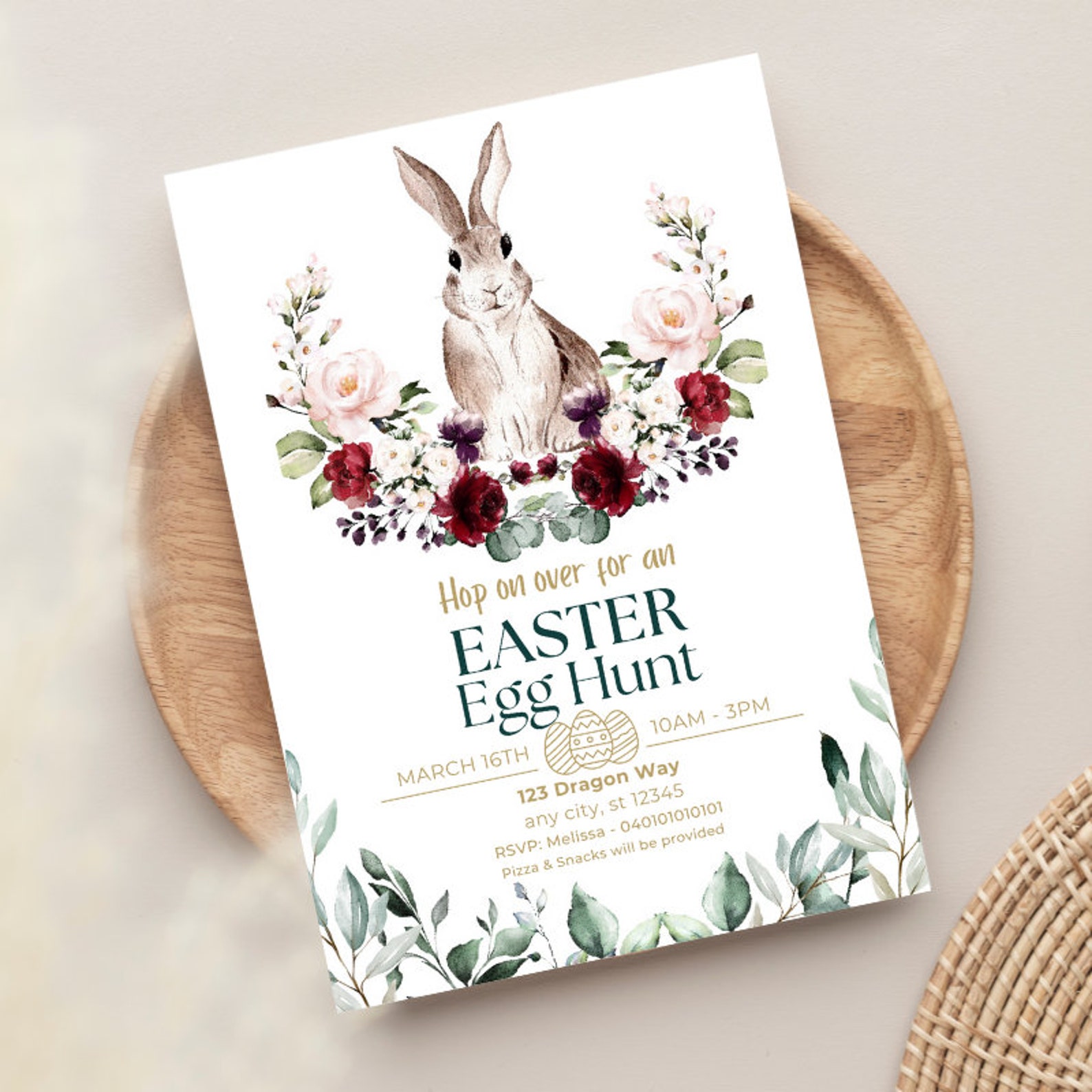 Easter Hunt Party Invitation Template, Editable Easter Egg Hunt ...