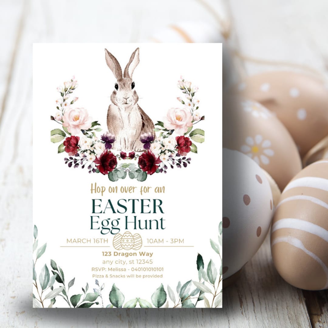 Easter Hunt Party Invitation Template, Editable Easter Egg Hunt ...