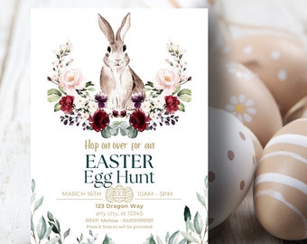 Easter Egg Hunt Party Invitation Template Bunny - Etsy