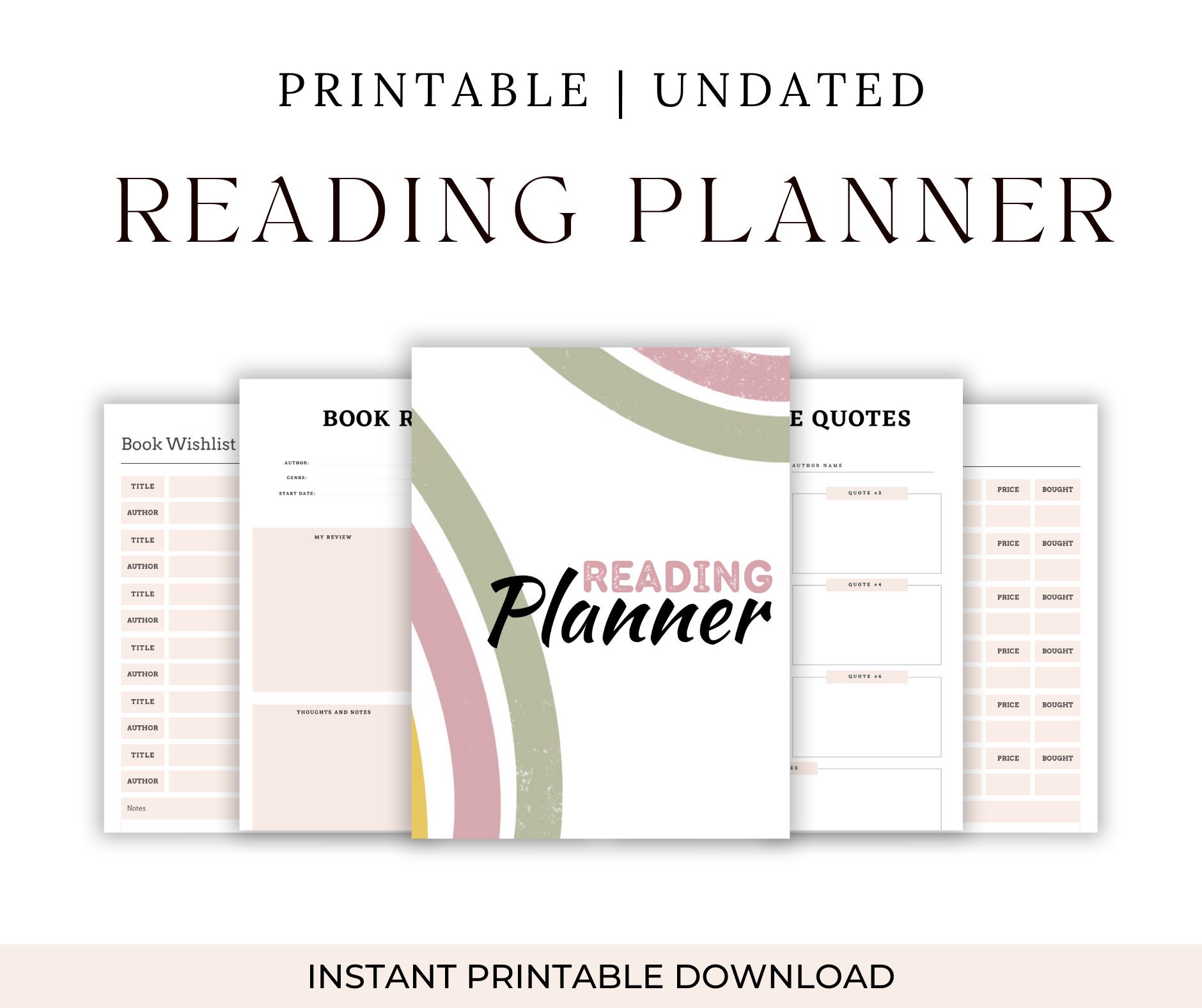 Reading Planner Printable Reading Planner Digital Planner - Etsy