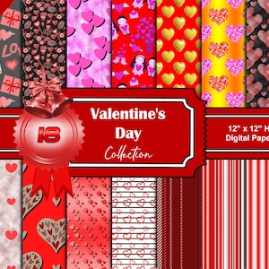 Valentine Digital Papers Valentine Scrapbook Papers Backgrounds ...