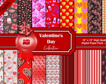 Valentine Digital Papers Valentine Scrapbook Papers Cute Pattern ...