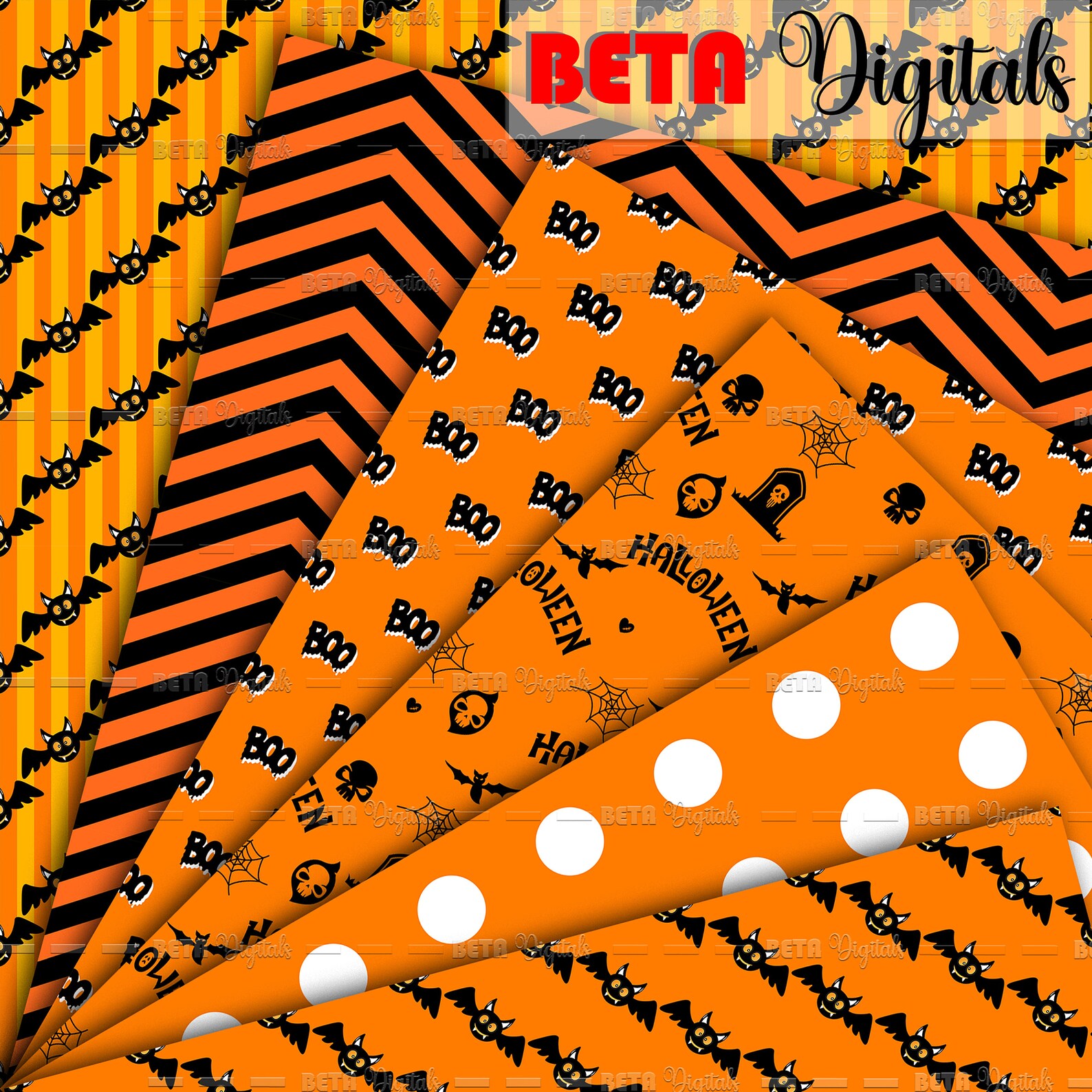 Halloween Digital Papers, Seamless Repeat Pattern, Scrapbook Papers ...
