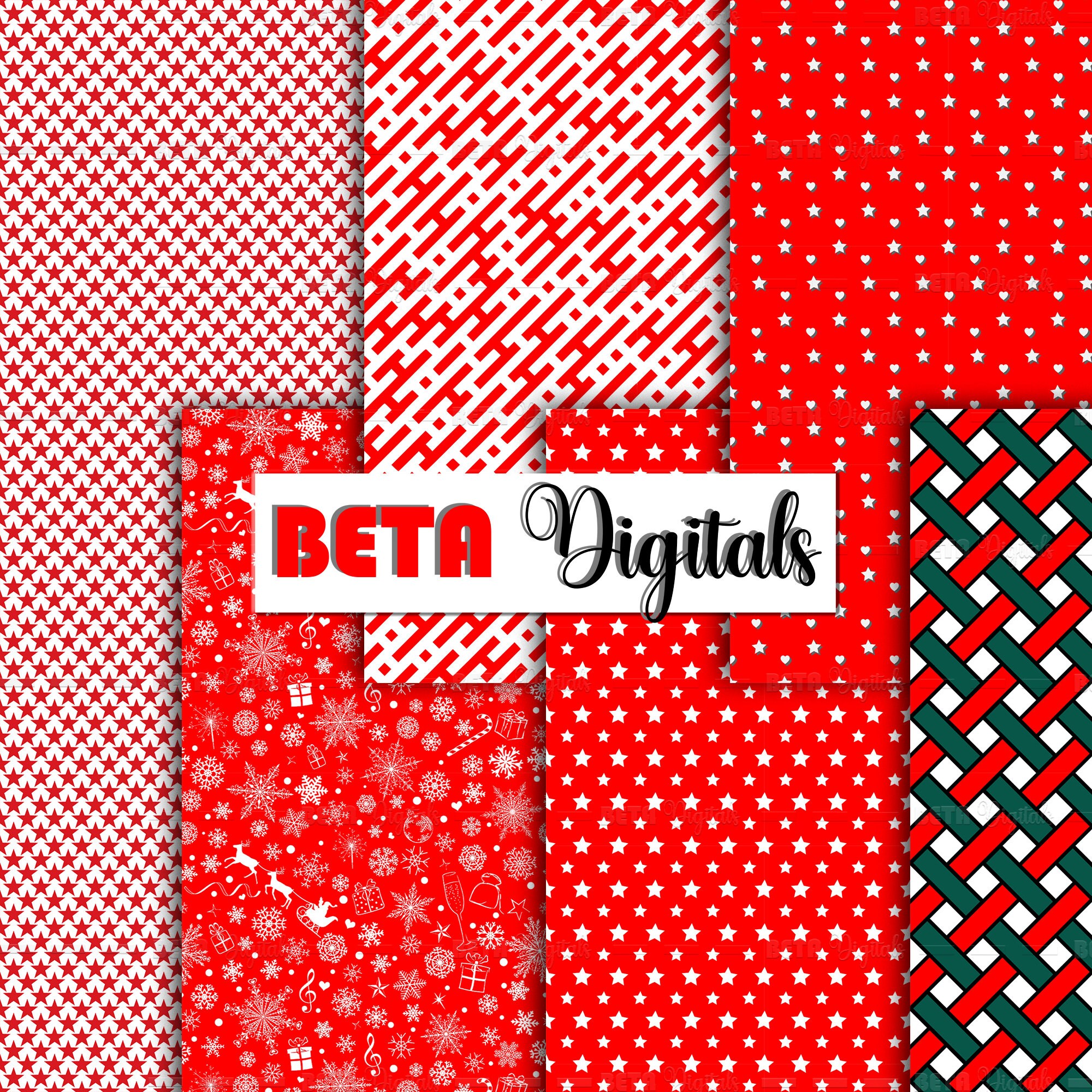 Christmas Paper Digital Paper Pack Christmas Red and White Seamless ...