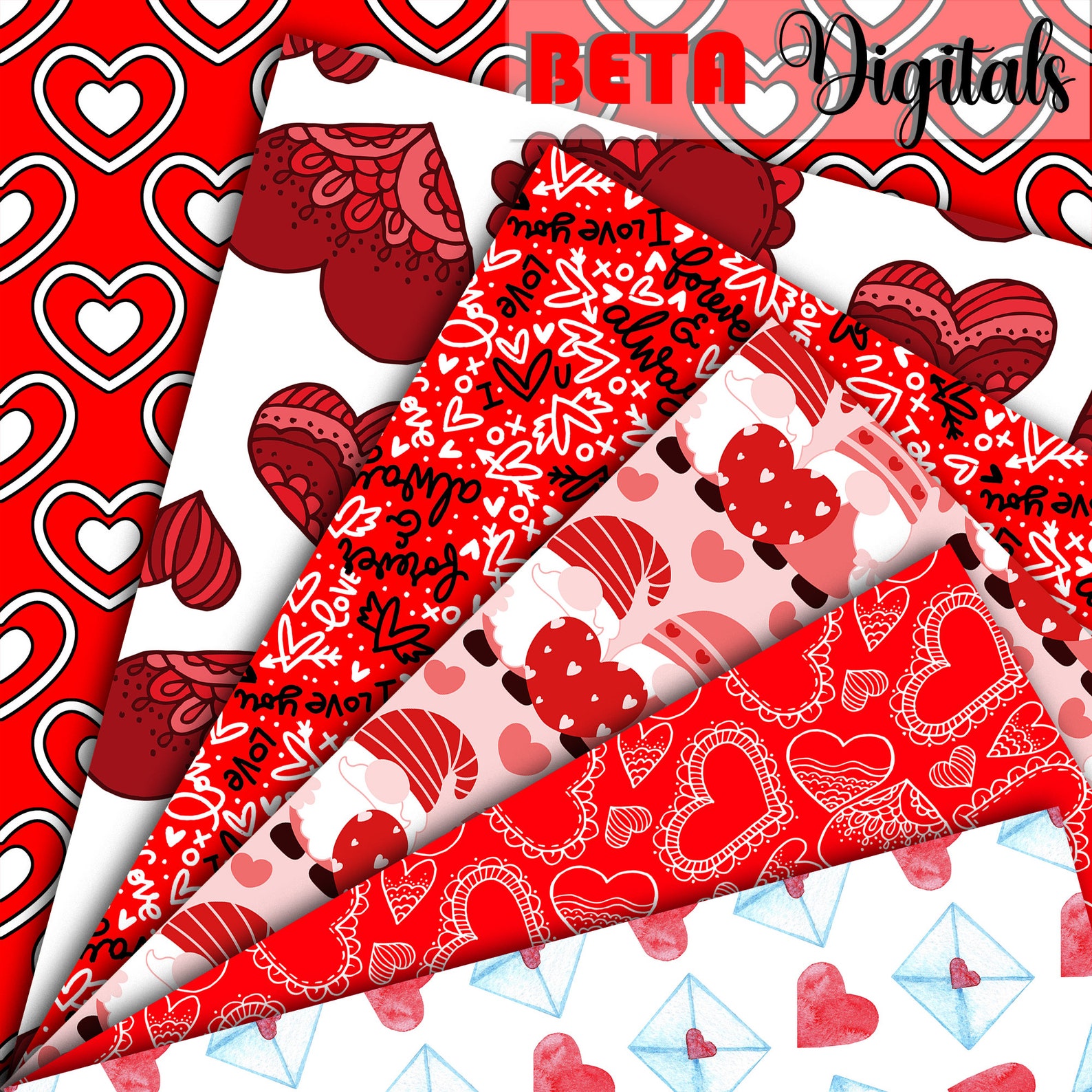 Valentine Digital Papers Valentine Scrapbook Papers Cute Valentine ...