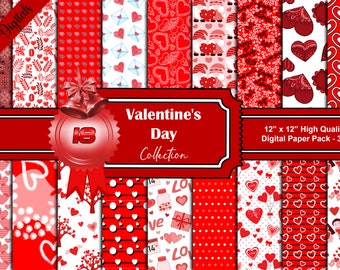 Valentine Digital Papers Valentine Scrapbook Papers Cute Pattern ...