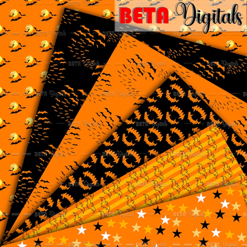 Halloween Digital Papers, Seamless Repeat Pattern, Ghost Pumpkin ...