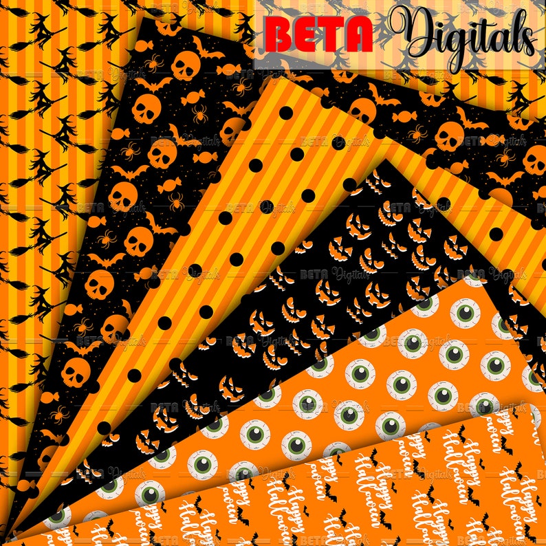Halloween Digital Papers, Halloween Digital Pattern, Seamless Repeat ...