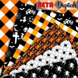 Halloween Digital Paper, Skull Spiders Digital Papers, Seamless Repeat ...