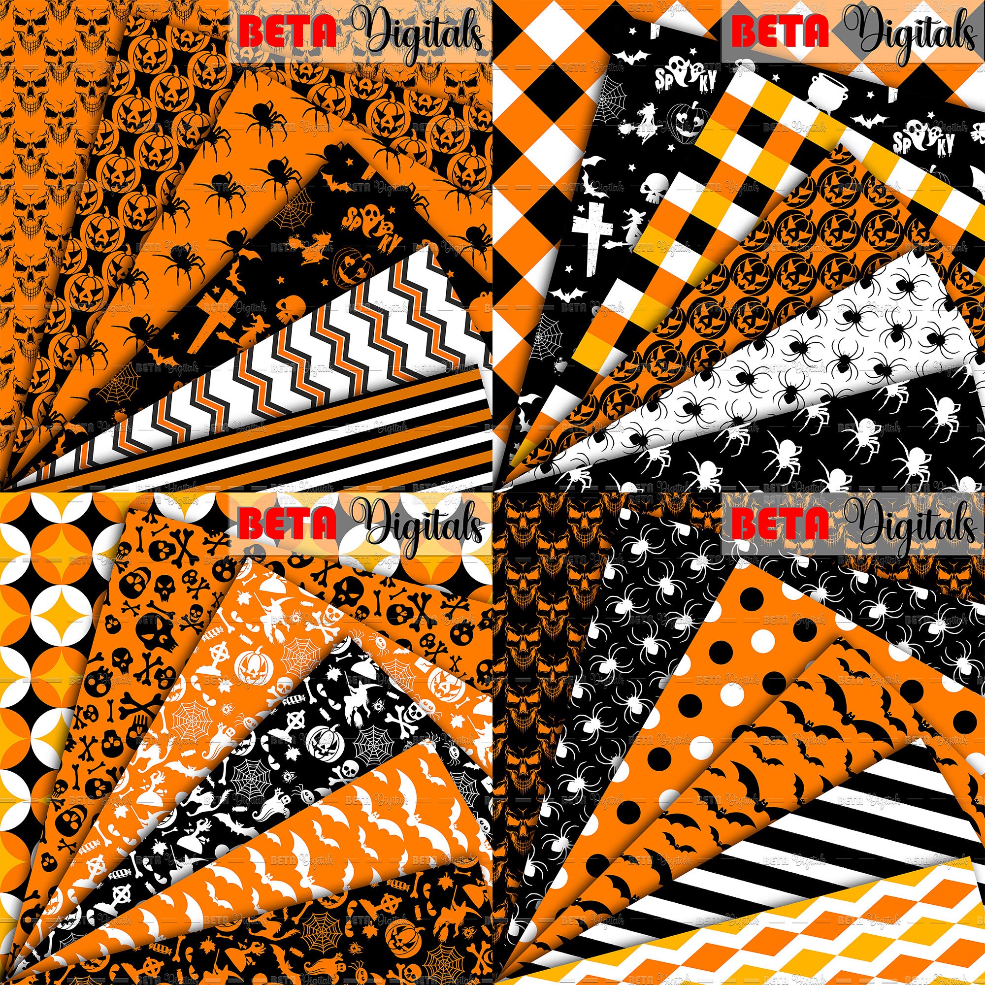 HALLOWEEN BUNDLE 1 150 Digital Seamless Pattern, Printable Paper ...