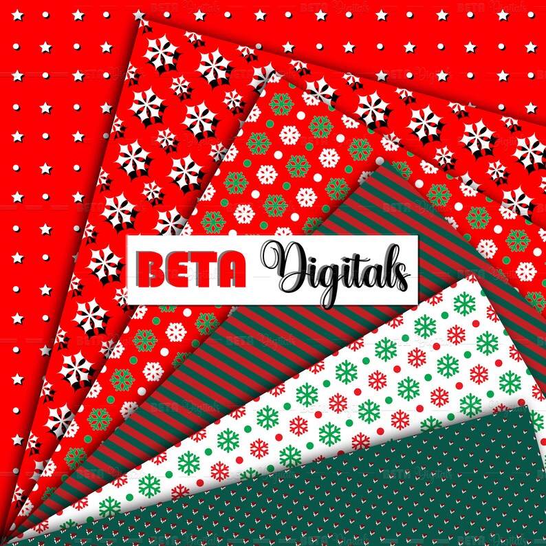 Christmas Paper Digital Paper Pack Christmas Red and White Seamless ...