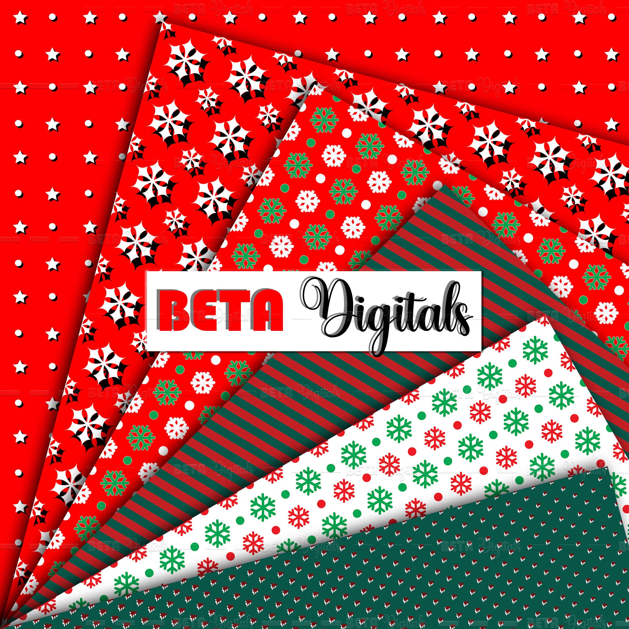 Christmas Paper Digital Paper Pack Christmas Red and White Seamless ...