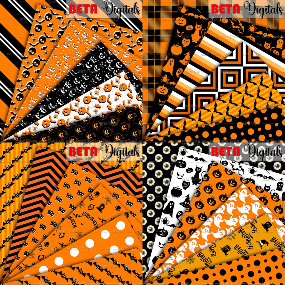 HALLOWEEN BUNDLE 2 150 Printable Paper Digital Seamless - Etsy