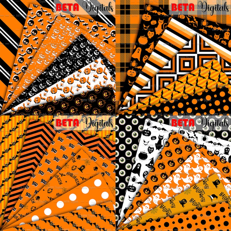HALLOWEEN BUNDLE (2) 150+, Printable Paper, Digital Seamless Pattern ...
