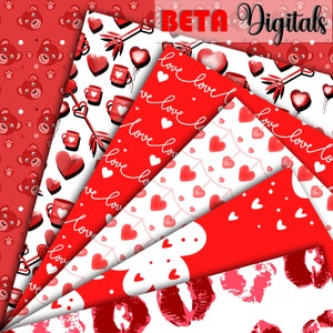 Valentine Digital Papers Valentine Scrapbook Papers Cute Valentine ...