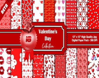 Valentine Digital Papers Valentine Scrapbook Papers Cute Pattern ...