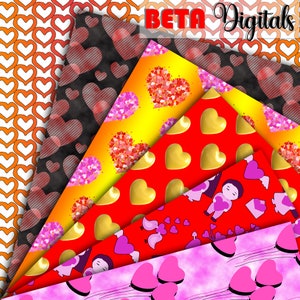 Valentine Digital Papers Valentine Scrapbook Papers Backgrounds ...