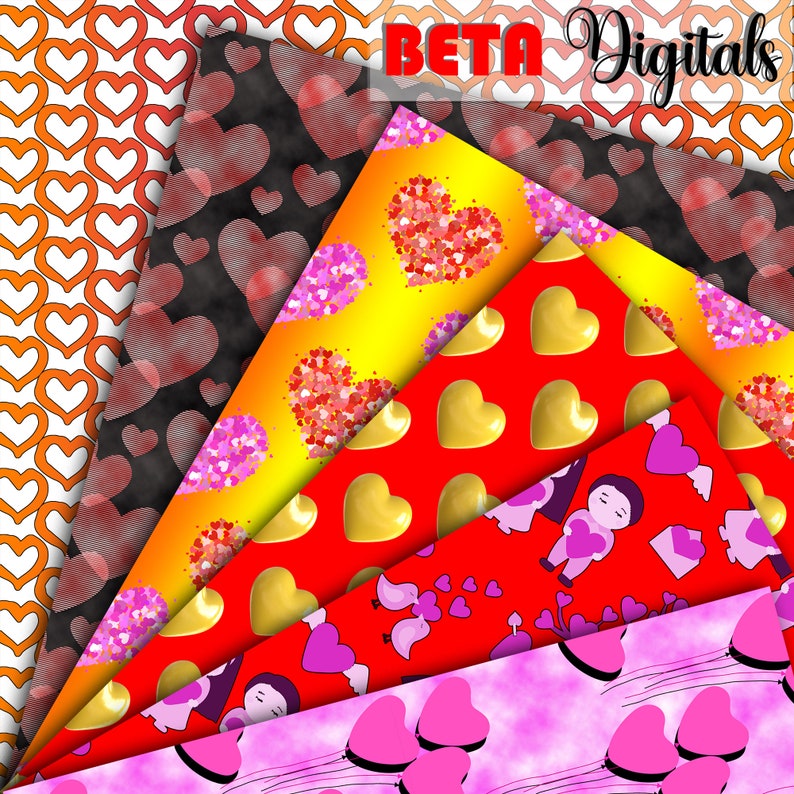 Valentine Digital Papers Valentine Scrapbook Papers Backgrounds ...