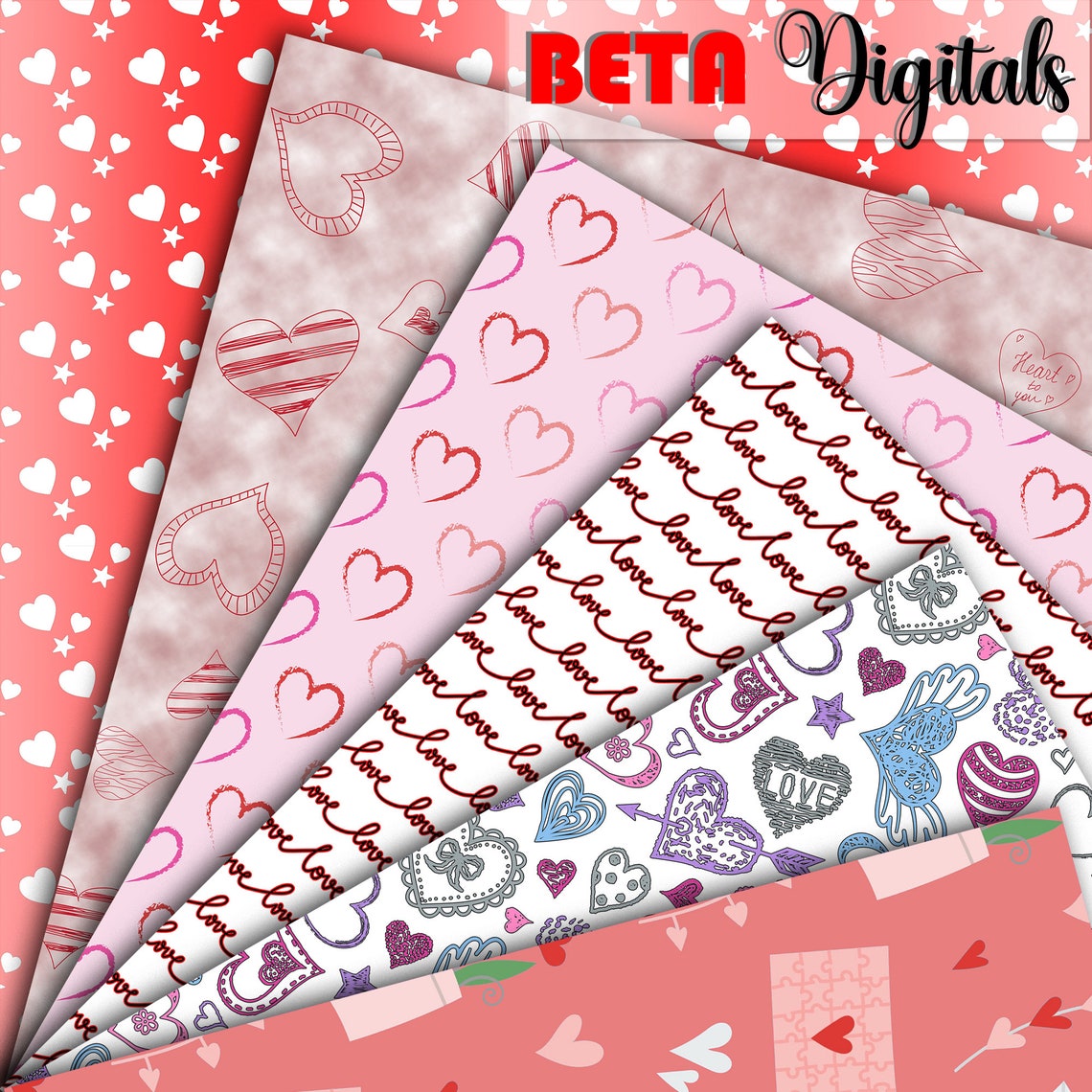 Valentine Digital Papers Cute Valentine Pattern Backgrounds Valentine ...