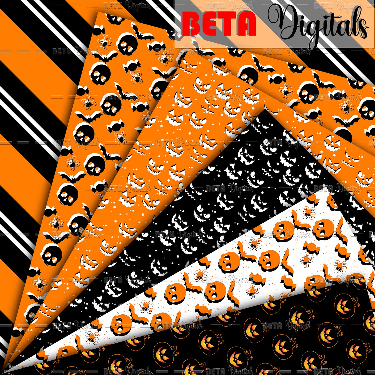 Halloween Digital Papers, Seamless Repeat Pattern, Scrapbook Papers ...